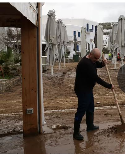 Greece’s Aegean islands reel from ‘lake of mud’ flash floods before ...